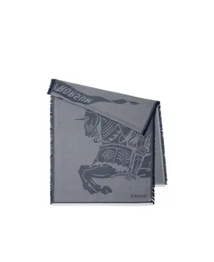 Burberry Equestrian Knight Knitted Fringed-edge Scarf