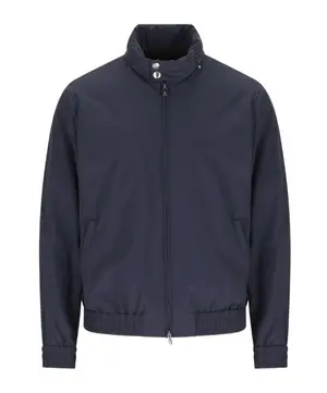 Brunello Cucinelli Elasticated Hem Zipped Bomber Jacket - Blue