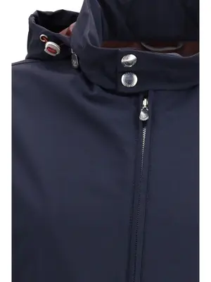 Brunello Cucinelli Elasticated Hem Zipped Bomber Jacket - Blue