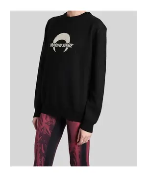 MARINE SERRE Logo Intarsia Crewneck Knitted Jumper