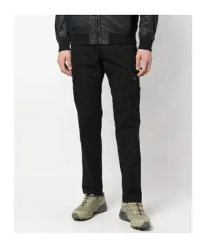 Stone Island Logo Patch Cargo Trousers - Black
