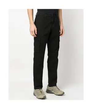 Stone Island Logo Patch Cargo Trousers - Black