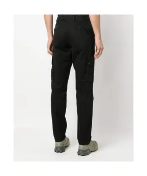 Stone Island Logo Patch Cargo Trousers - Black