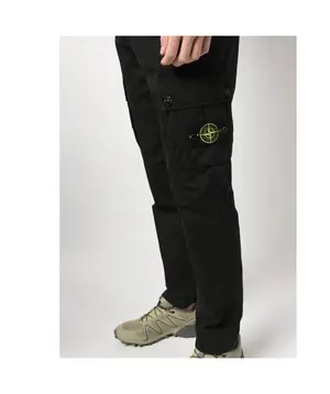 Stone Island Logo Patch Cargo Trousers - Black