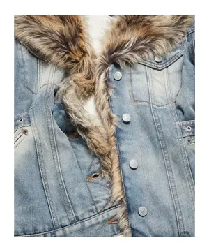 Acne Studios Denim Jacket With Faux Fur Collar