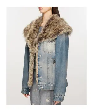 Acne Studios Denim Jacket With Faux Fur Collar