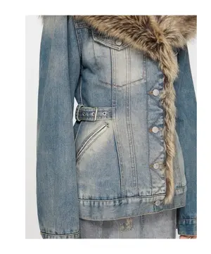 Acne Studios Denim Jacket With Faux Fur Collar