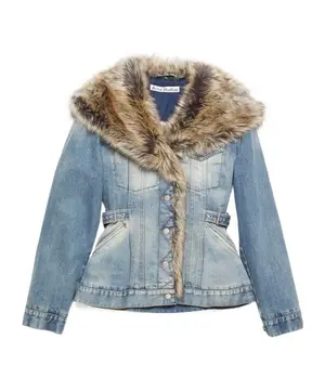 Acne Studios Denim Jacket With Faux Fur Collar - No
