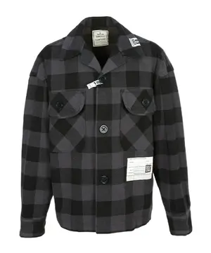 Mihara Yasuhiro Checked Long Sleeve Jacket - Black