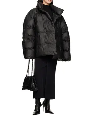 Balenciaga Wrap Puffer Jacket With High Standing Collar