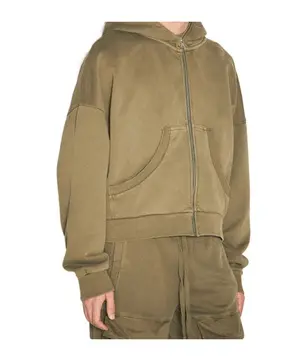 ENTIRE STUDIOS Drop Shoulder Zipped Hoodie - Green