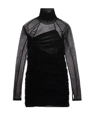 Helmut Lang Ruched Turtleneck Mini Dress