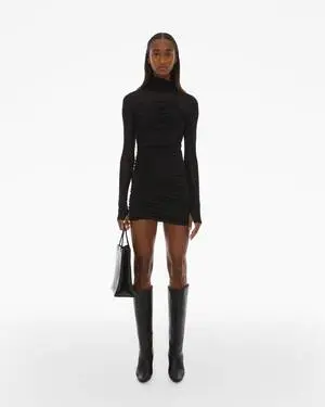 Helmut Lang Ruched Turtleneck Mini Dress
