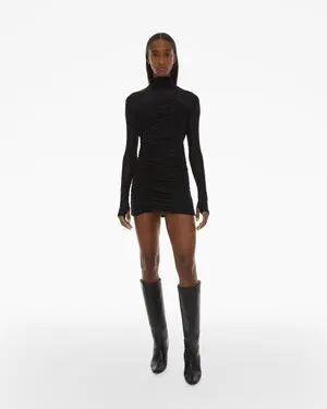 Helmut Lang Ruched Turtleneck Mini Dress