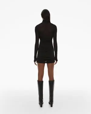 Helmut Lang Ruched Turtleneck Mini Dress