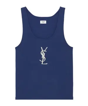 Saint Laurent Cassandre Sleeveless Tank Top - Blue