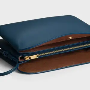 Celine Trio Flap In Smooth Lambskin - Blue