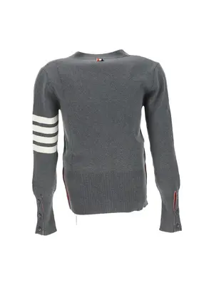 Thom Browne 4-bar V-neck Knit Cardigan - Medium Gray