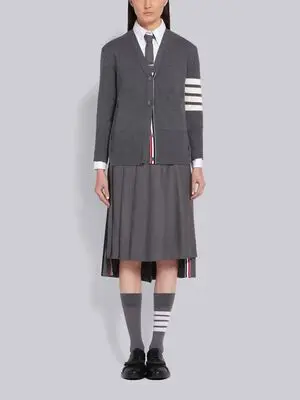 Thom Browne 4-bar V-neck Knit Cardigan - Medium Gray