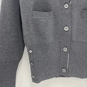 Thom Browne 4-bar V-neck Knit Cardigan