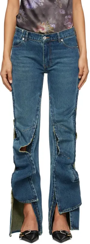 Y/project Faded Effect Flared Jeans - Blue