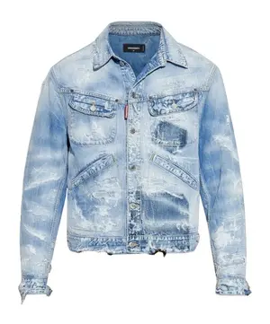 Dsquared2 Distressed Denim Jacket With Frayed Detailing - Blue