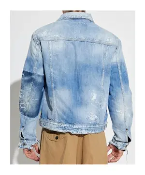 Dsquared2 Distressed Denim Jacket With Frayed Detailing - Blue
