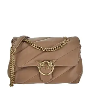 Pinko Love Puff Classic Shoulder Bag With Logo Plaque - Brown