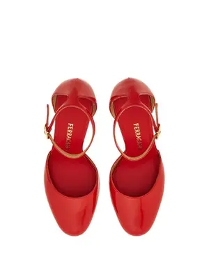 FERRAGAMO Stiletto Pumps With Gancini Buckle Ankle Strap