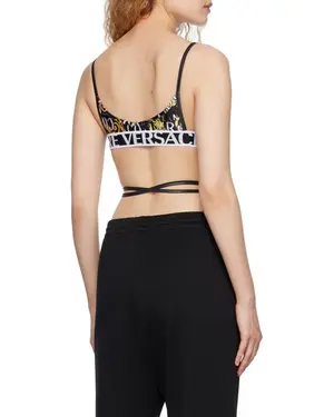 Versace Logo Detailed Tie Fastened Cropped Top