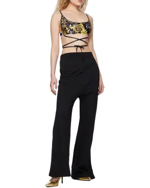 Versace Logo Detailed Tie Fastened Cropped Top