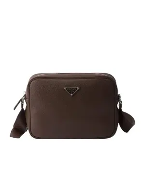Prada Logo Plaque Crossbody Bag - Ochre