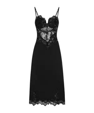 Dolce & Gabbana Floral Lace Midi Dress - Black