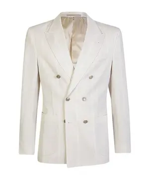 Eleventy Striped Double-breasted Blazer - Sand