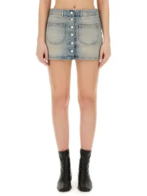 COURREGES Courrèges Multiflex Denim Mini Skirt - Gray