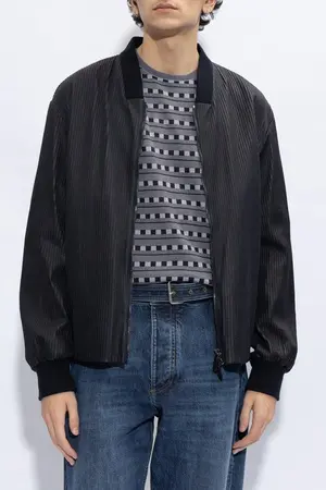 Giorgio Armani Zip Ribbed Jacket - Black