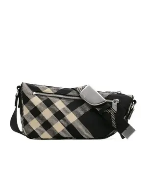 Burberry Checkered Messenger Bag - Black