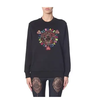 Versace Embellished Medusa Logo Crewneck Sweater