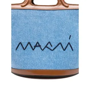 Marni Logo Embroidered Denim Tote Bag - Blue