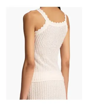 Khaite Ennio Scalloped Edge Knitted Tank - White