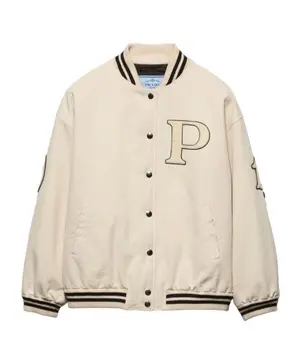 Prada Prada Button-Up Bomber Jacket Ivory
