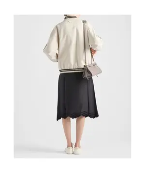 Prada Button-up Bomber Jacket With Embroidered Detailing - Ivory