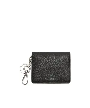 Acne Studios Logo Detailed Bi-fold Card Case - Black
