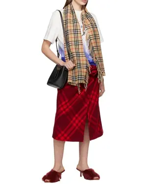 Burberry Checked Fringed-edge Scarf