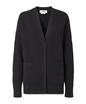 Fendi Oversized V-neck Wool & Cashmere Cardigan With Ff Motif
