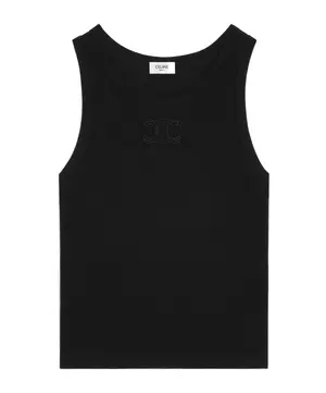 CELINE Celine Triomphe Ribbed Cotton Tank Top