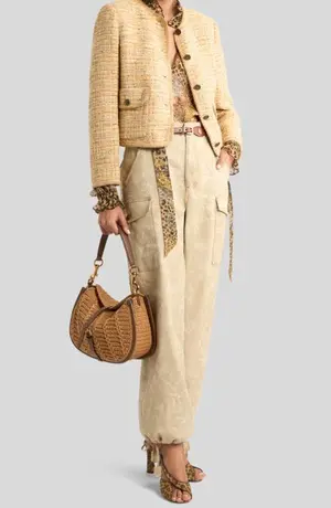 Etro Printed Silk Blouse With Ruffled Neckline - Nude