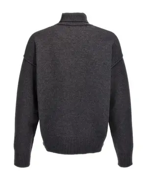 AMI Paris De Coeur Intarsia Knit Roll Neck Jumper