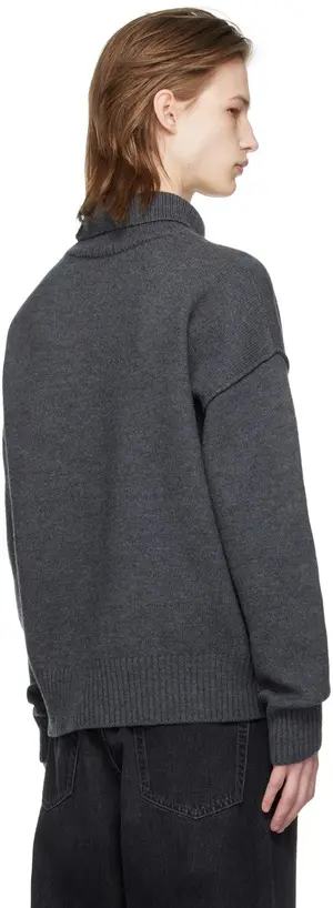 AMI Paris De Coeur Intarsia Knit Roll Neck Jumper