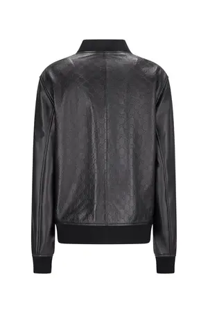 Gucci Monogrammed Leather Zip-up Bomber Jacket